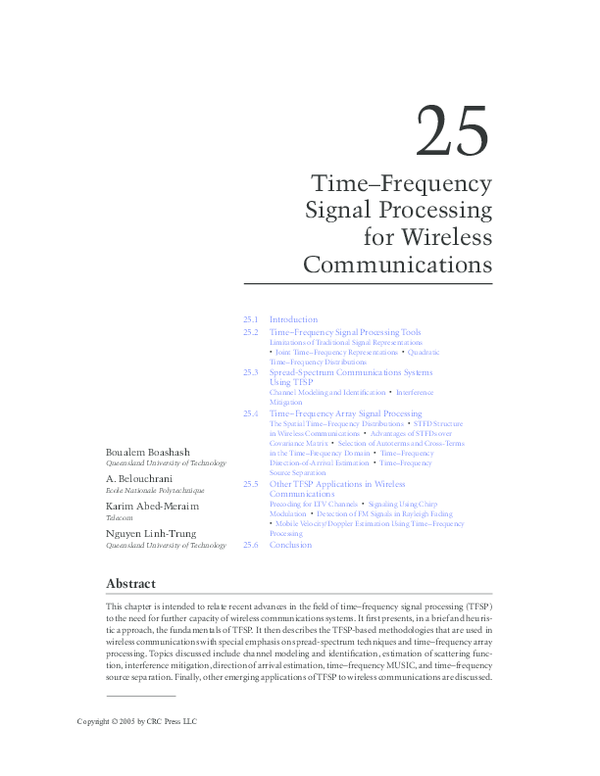 (PDF) Time–Frequency Signal Processing for Wireless Communications