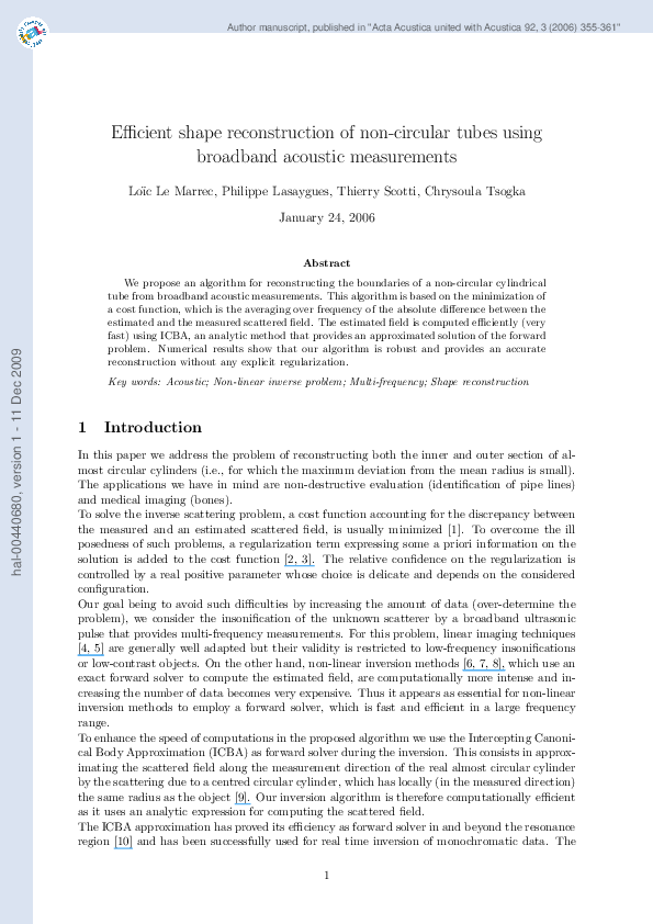 (PDF) Efficient shape reconstruction of non-circular tubes using ...