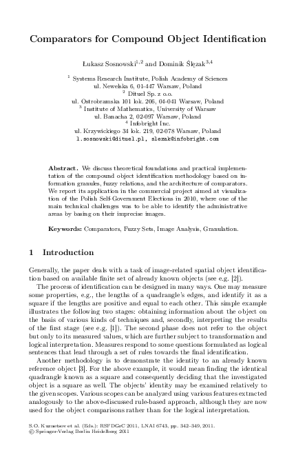 (PDF) Comparators for Compound Object Identification