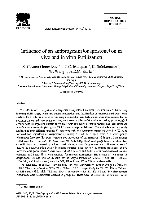 (PDF) Influence of an antiprogestin (onapristone) on in vivo and in ...