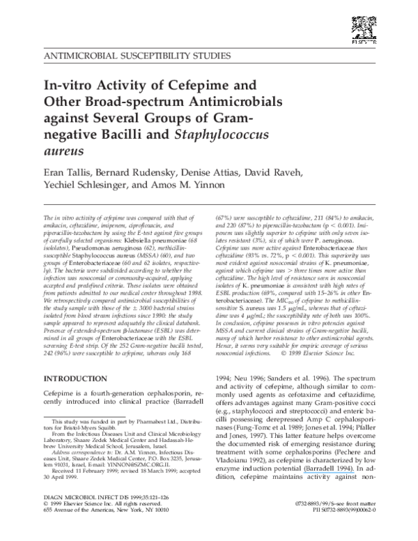 (PDF) In-vitro activity of cefepime and other broad-spectrum ...