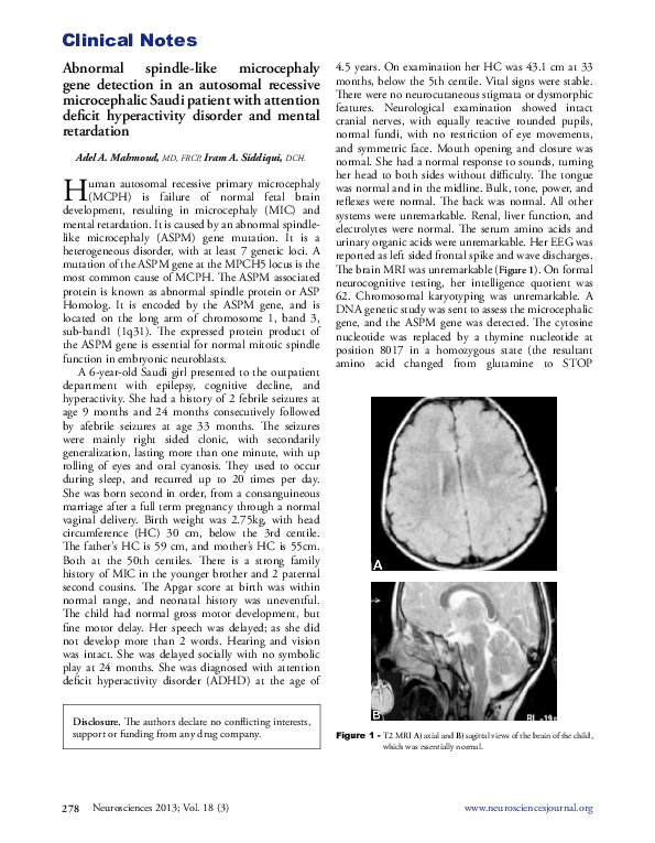 (PDF) Abnormal spindle-like microcephaly gene detection in an autosomal ...