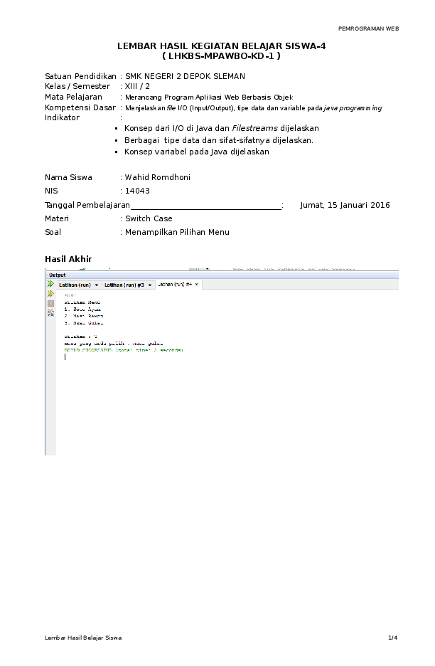 Doc Java Switch Case Menu Makanan 4725