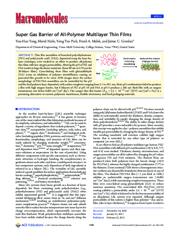 (PDF) Super Gas Barrier of All-Polymer Multilayer Thin Films | Jaime ...