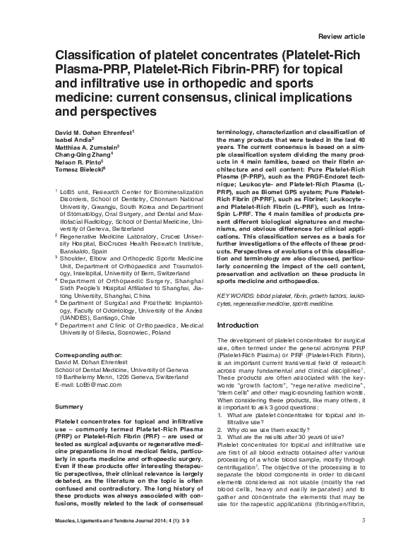 (PDF) Classification of platelet concentrates (Platelet-Rich Plasma-PRP ...