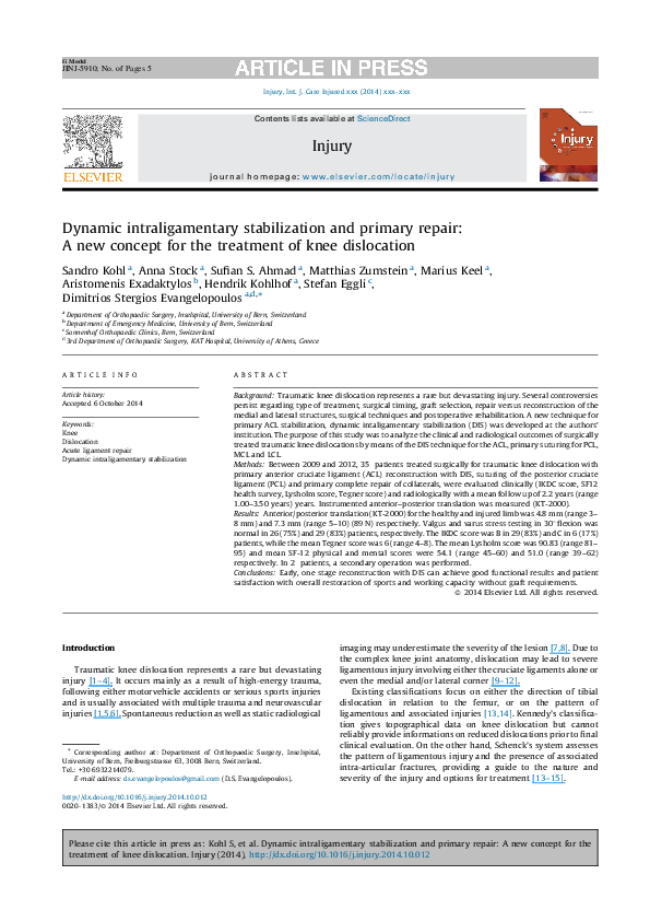 (PDF) Dynamic intraligamentary stabilization and primary repair: A new ...
