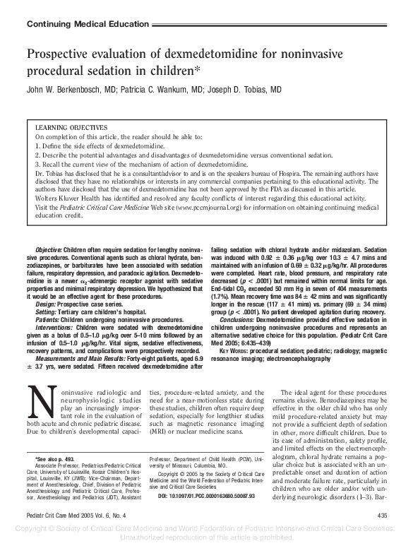 (PDF) A PROSPECTIVE EVALUATION OF DEXMEDETOMIDINE FOR NON-INVASIVE ...