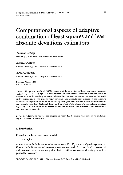 Pdf Computational Aspects Of Adaptive Combination Of Least Squares