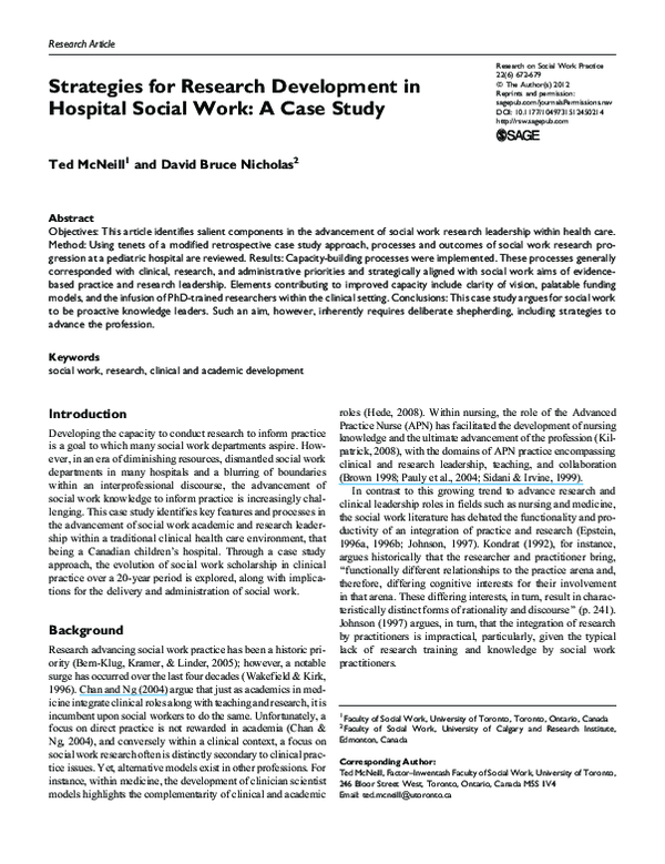 (PDF) Strategies for Research Development in Hospital Social Work: A ...