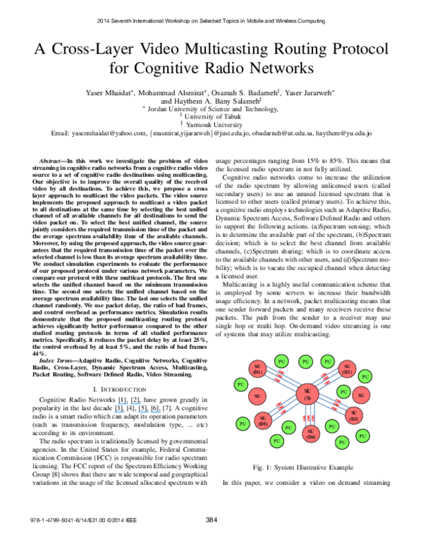 Pdf A Cross Layer Video Multicasting Routing Protocol For Cognitive Radio Networks Yaser