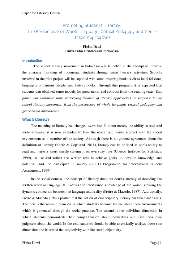 (PDF) Promoting Students’ Literacy: The Perspective of Whole Language ...