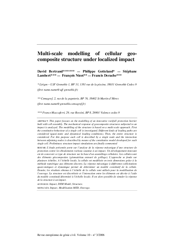 (PDF) Multi-scale modelling of cellular geo-composite structure under localized impact