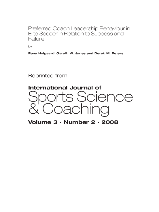 (PDF) Preferred Coach Leadership Behaviour in Elite Soccer in Relation ...