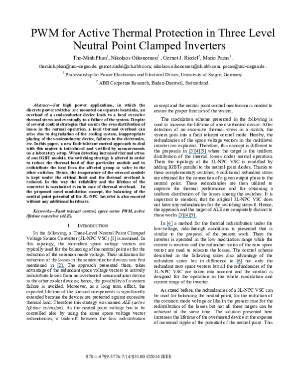 (PDF) PWM for active thermal protection in three level neutral point ...