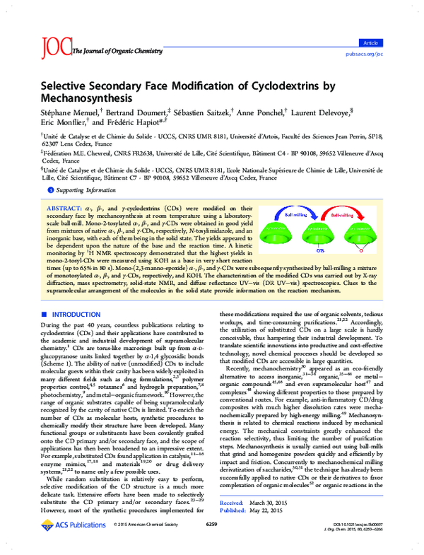 (PDF) Selective secondary face modification of cyclodextrins by ...