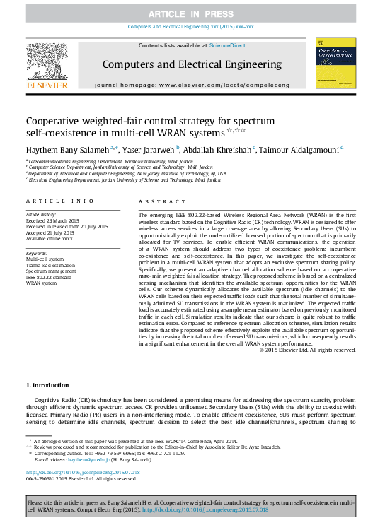 (PDF) Cooperative weighted-fair control strategy for spectrum self ...