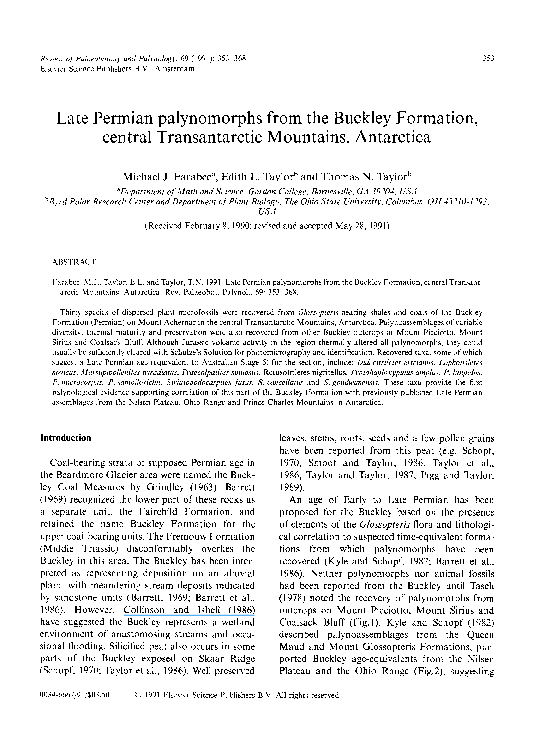 (PDF) Late Permian palynomorphs from the Buckley formation, central ...