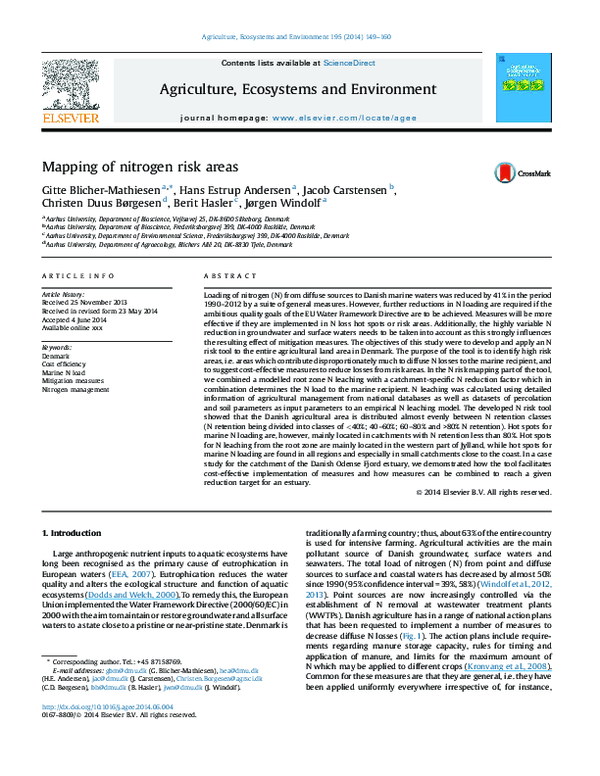 (PDF) Mapping of nitrogen risk areas | Gitte Blicher-mathiesen ...
