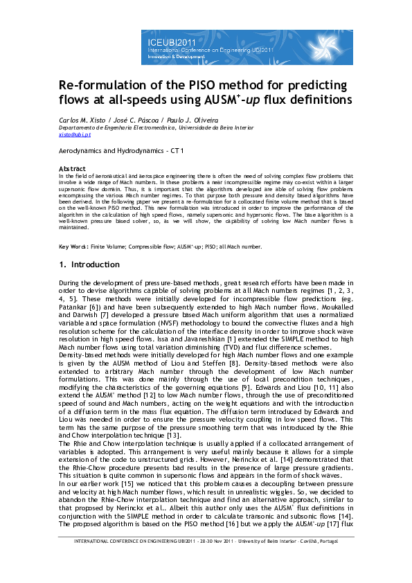 (PDF) Re-formulation of the PISO method for predicting flows at all ...