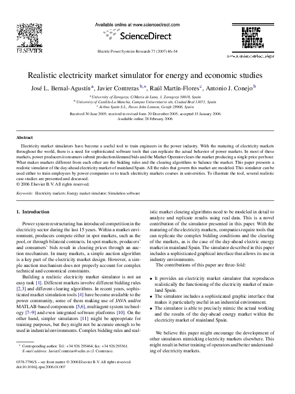 (PDF) Realistic electricity market simulator for energy and economic ...