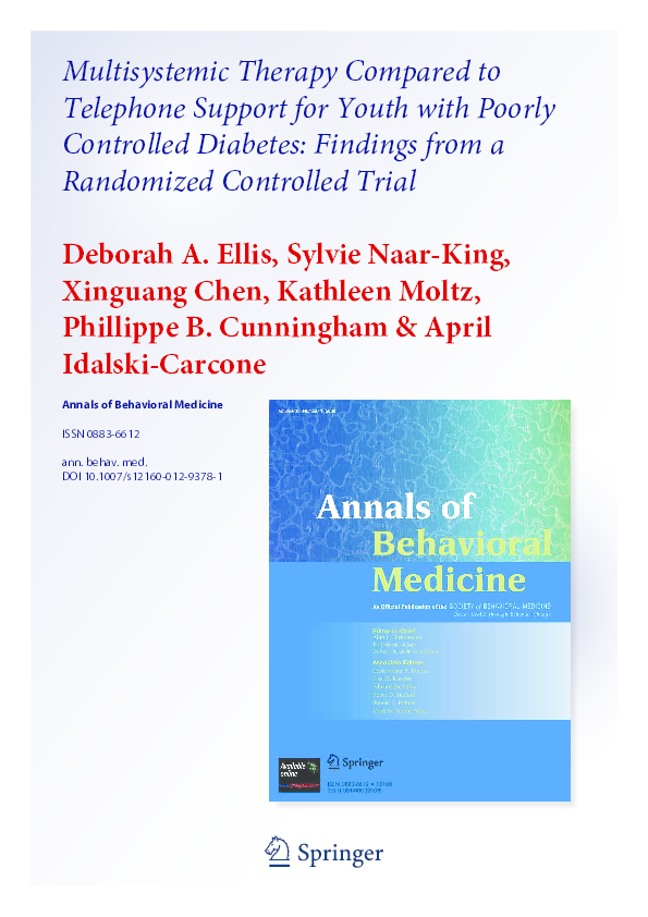 (PDF) Multisystemic Therapy Compared to Telephone Support for Youth ...