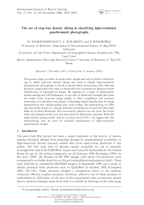 (PDF) The use of step‐wise density slicing in classifying high‐resolution panchromatic photographs