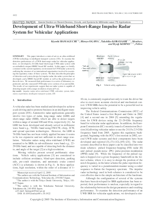 (PDF) Development of Ultra-Wideband Short-Range Impulse Radar System ...