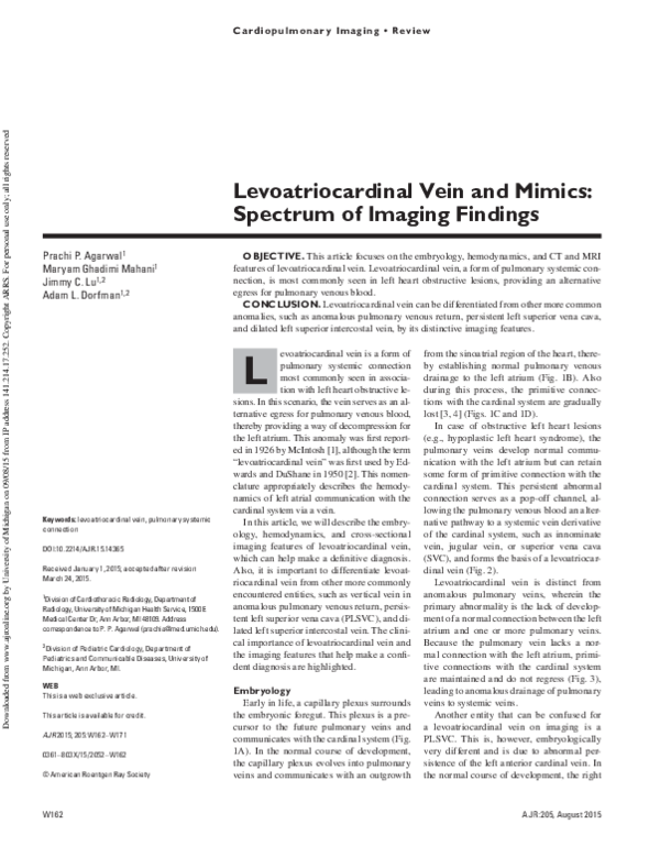 (PDF) Levoatriocardinal Vein and Mimics: Spectrum of Imaging Findings ...