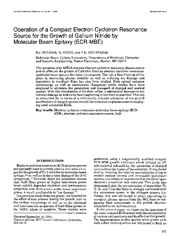(PDF) Chemical Beam Epitaxy of Compound Semiconductors | Ziad Azzam - Academia.edu