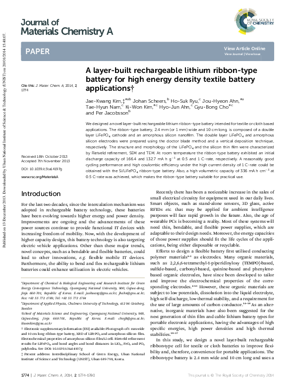 (PDF) A layer-built rechargeable lithium ribbon-type battery for high ...