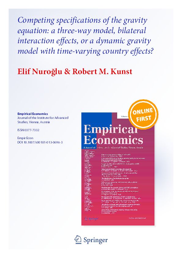 (PDF) Competing specifications of the gravity equation: a three-way ...