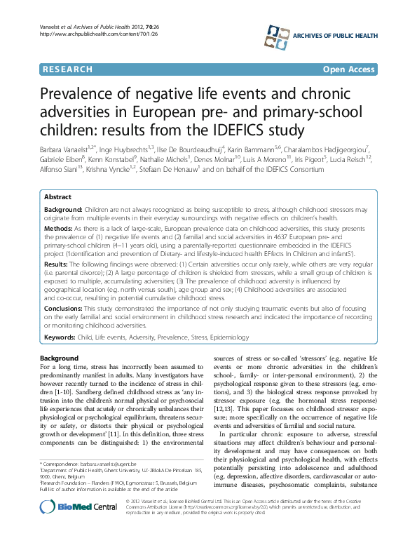(PDF) Prevalence of negative life events and chronic adversities in ...