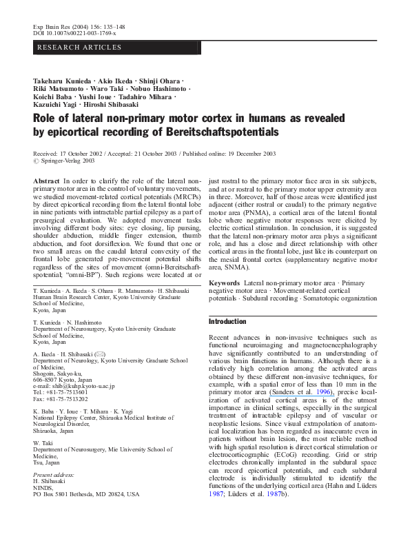 (PDF) Role of lateral non-primary motor cortex in humans as revealed by ...