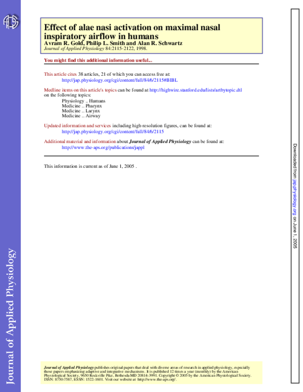 (PDF) Effect of alae nasi activation on maximal nasal inspiratory ...