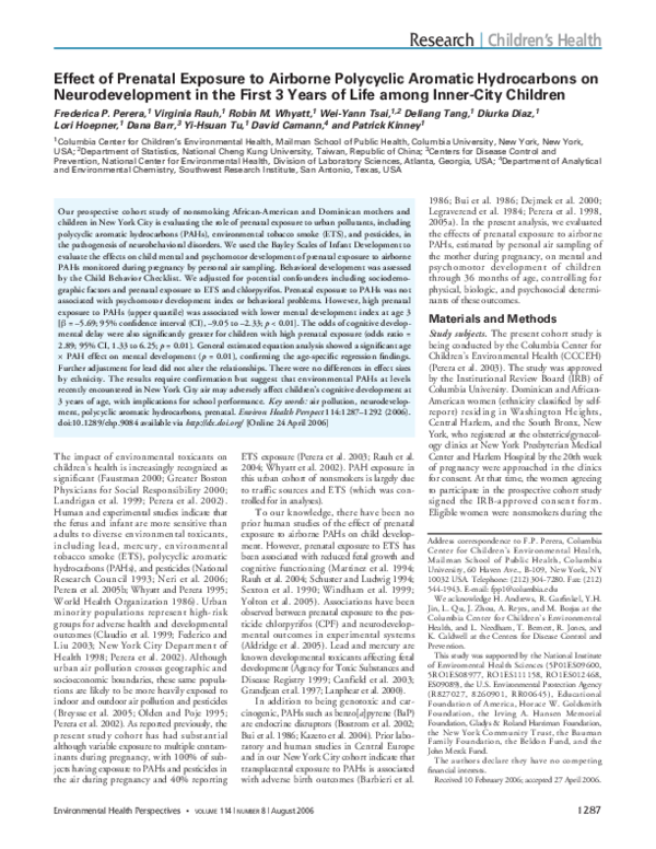 (PDF) Effect of Prenatal Exposure to Airborne Polycyclic Aromatic Hydrocarbons on ...