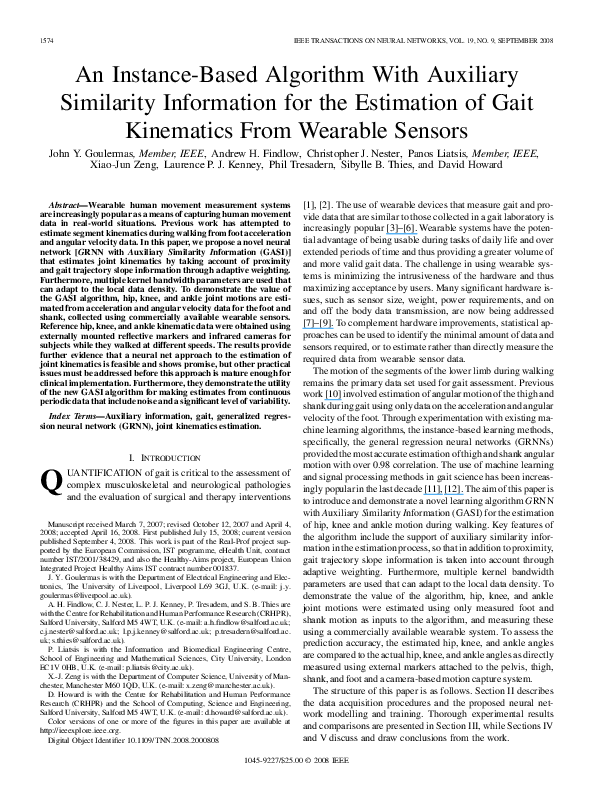 Pdf An Instance Based Algorithm With Auxiliary Similarity Information For The Estimation Of