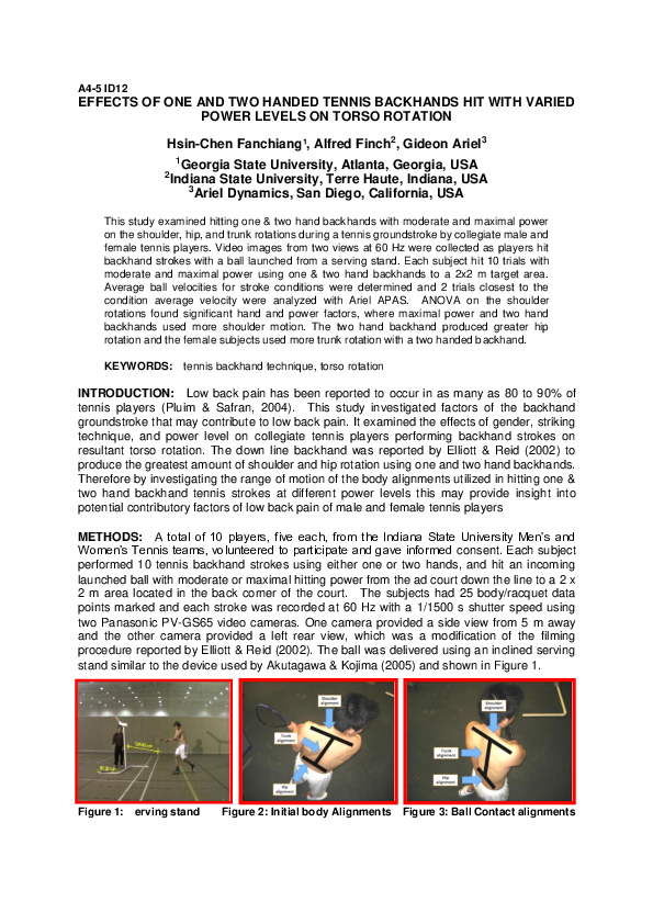 (PDF) EFFECTS OF 1 & 2 HANDED TENNIS BACKHAND ON TRUNK ROTATION