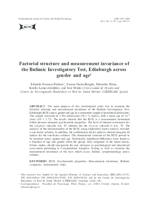 (PDF) Bulimic Investigatory Test, Edinburgh (BITE). A validation study ...