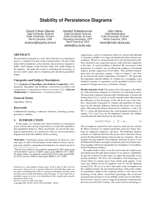(PDF) Stability of Persistence Diagrams