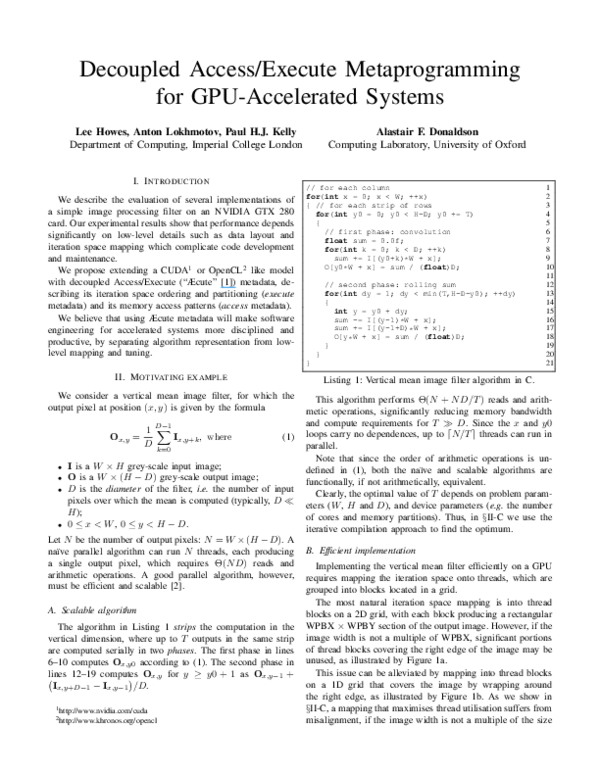 Pdf Decoupled Accessexecute Metaprogramming For Gpu Accelerated Systems