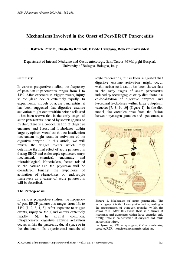 (PDF) Mechanisms involved in the onset of post-ERCP pancreatitis