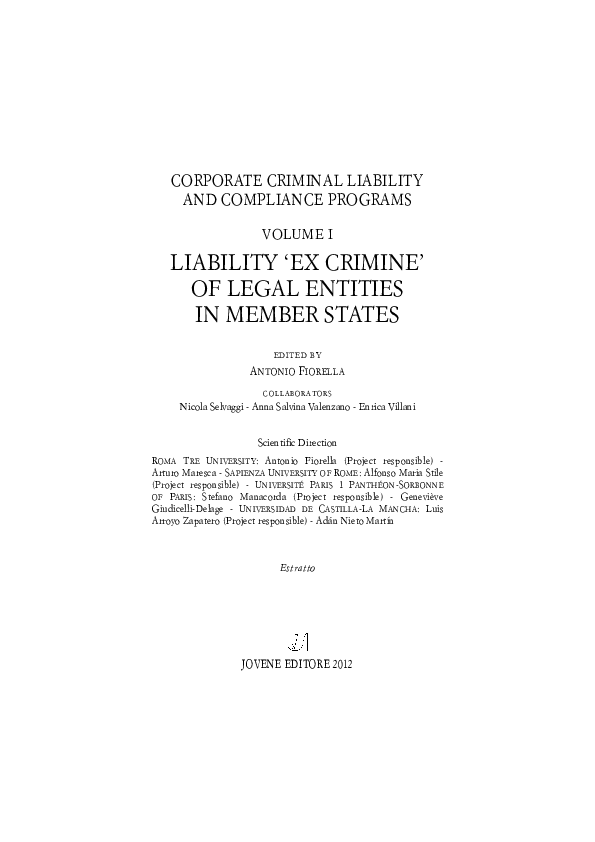 (PDF) Corporate criminal liability and organizational failure under the ...