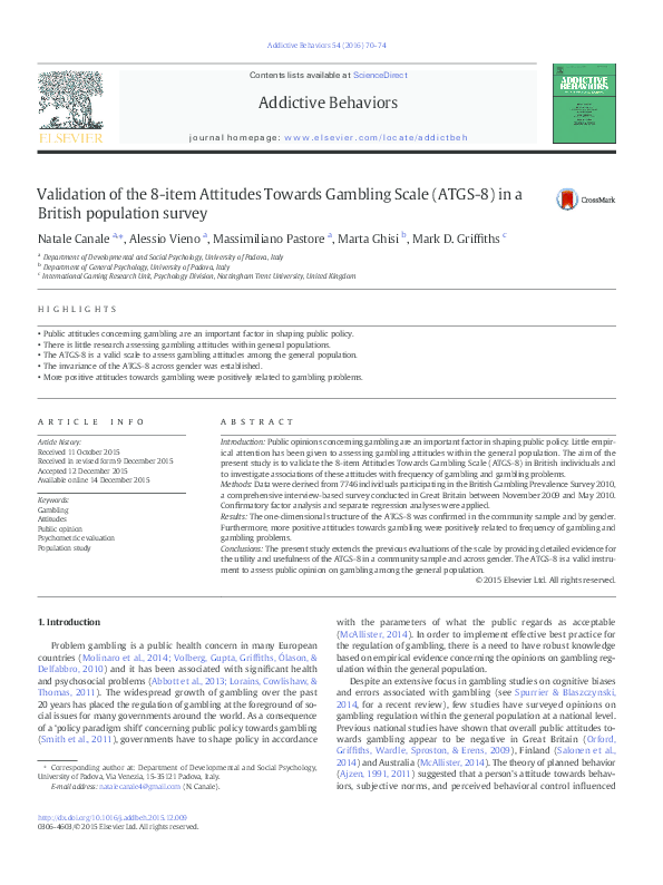 (PDF) Canale, N., Vieno, A., Pastore, M., Ghisi, M. & Griffiths, M.D ...