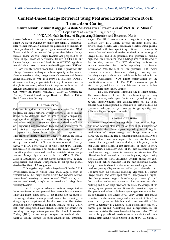 Pdf Content Based Image Retrieval Using Features Extracted From Block Truncation Coding