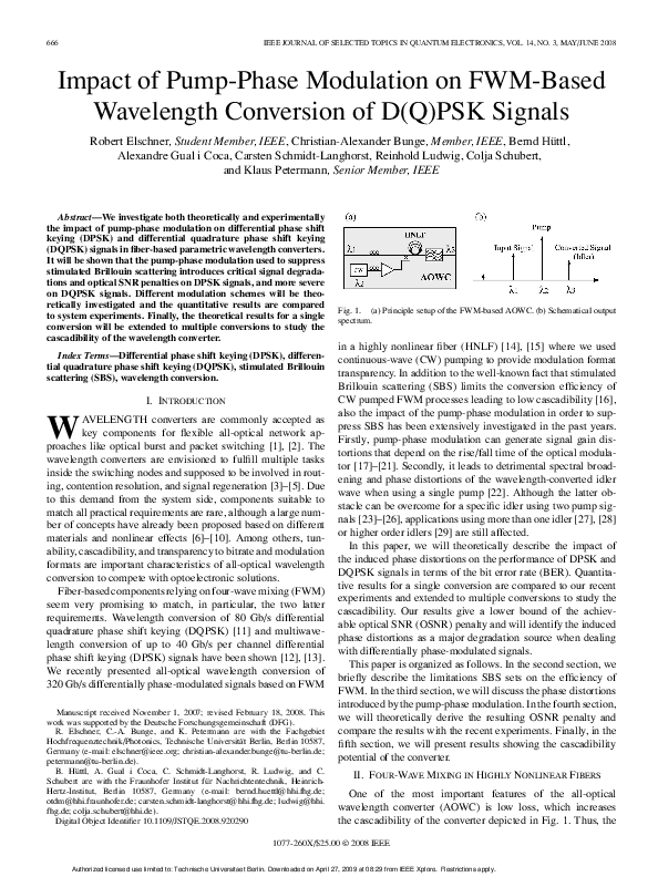 (PDF) Impact of Pump-Phase Modulation on FWM-Based Wavelength ...