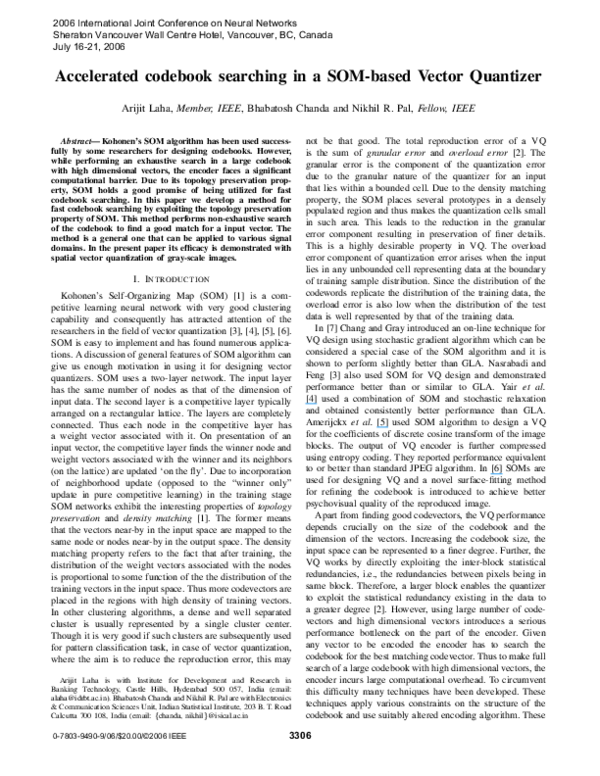 Pdf Accelerated Codebook Searching In A Som Based Vector Quantizer