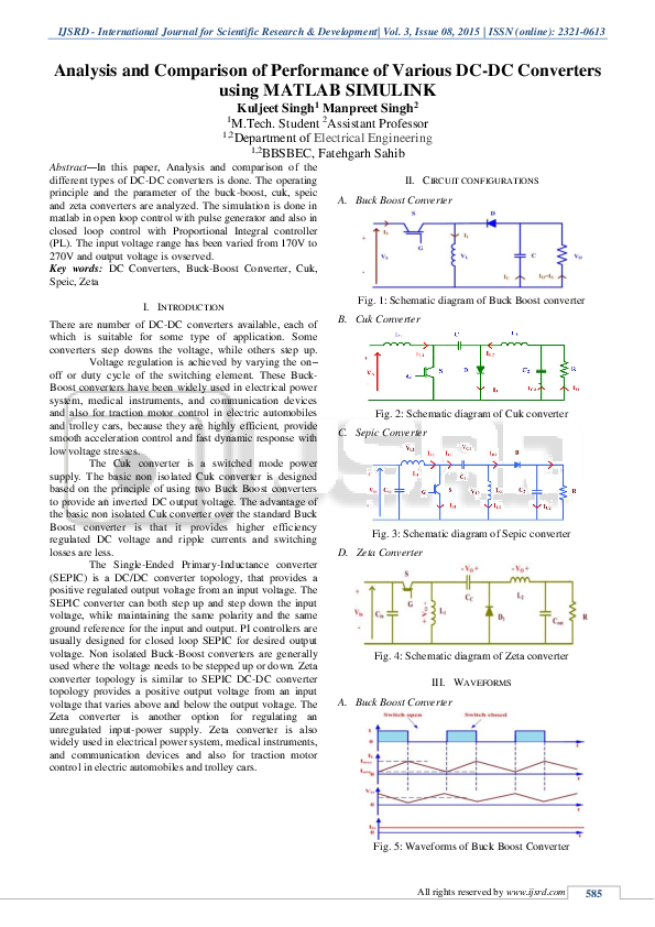 (PDF) Analysis and Comparison of Performance of Various DC-DC Converters Using MATLAB SIMULINK