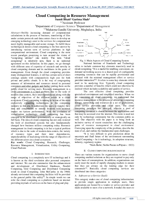 (PDF) Cloud Computing In Resource Management