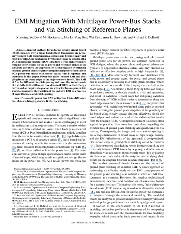 (PDF) EMI mitigation with multilayer power-bus stacks and via stitching ...