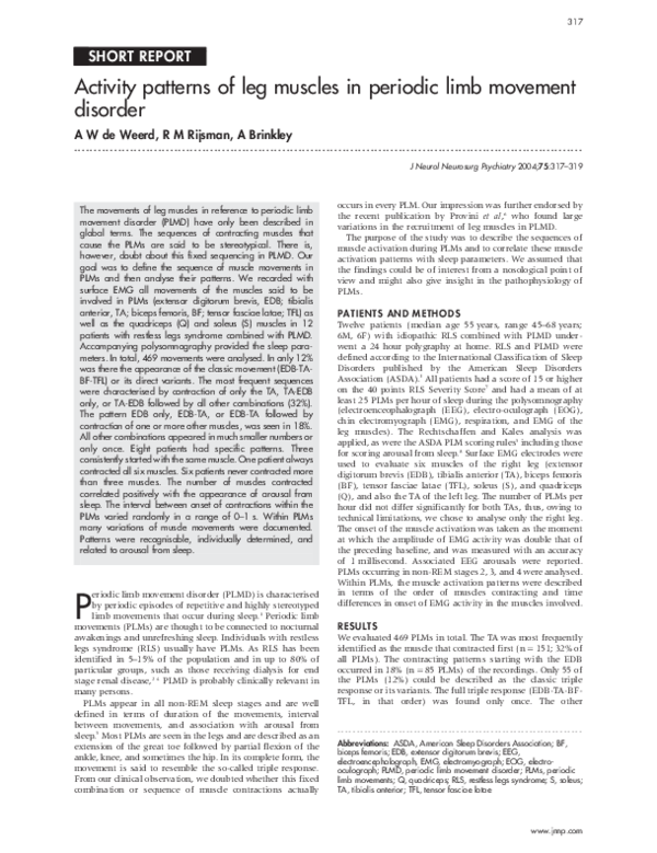 (PDF) Activity patterns of leg muscles in periodic limb movement disorder